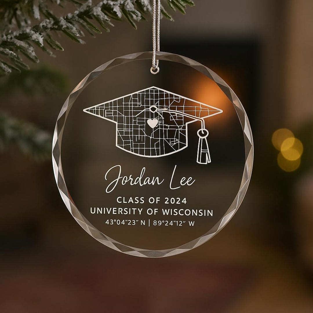 Personalized Crystal Graduation Ornament – Custom Campus Map With ...