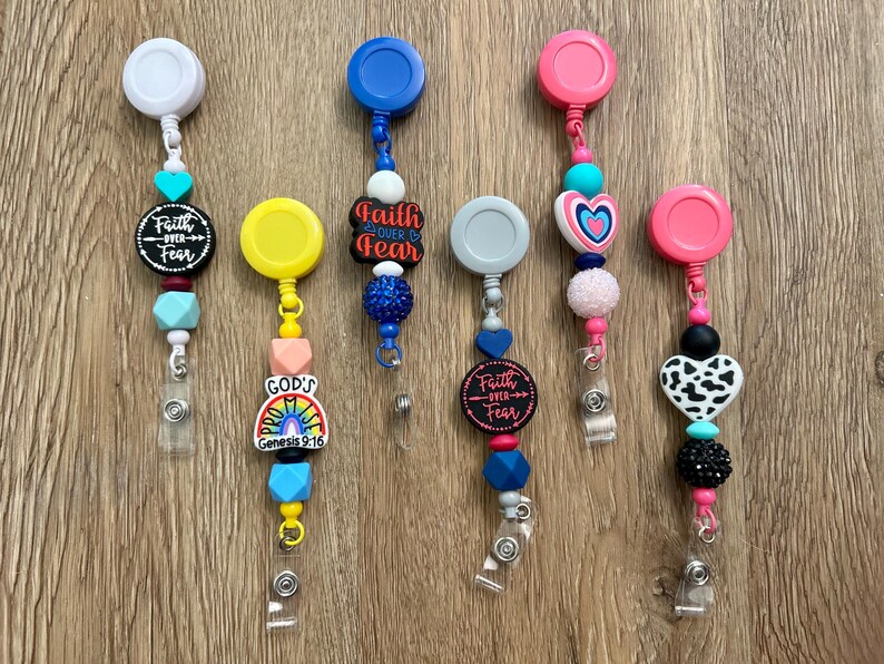 Faith and Hearts Beaded Badge Reels - Etsy