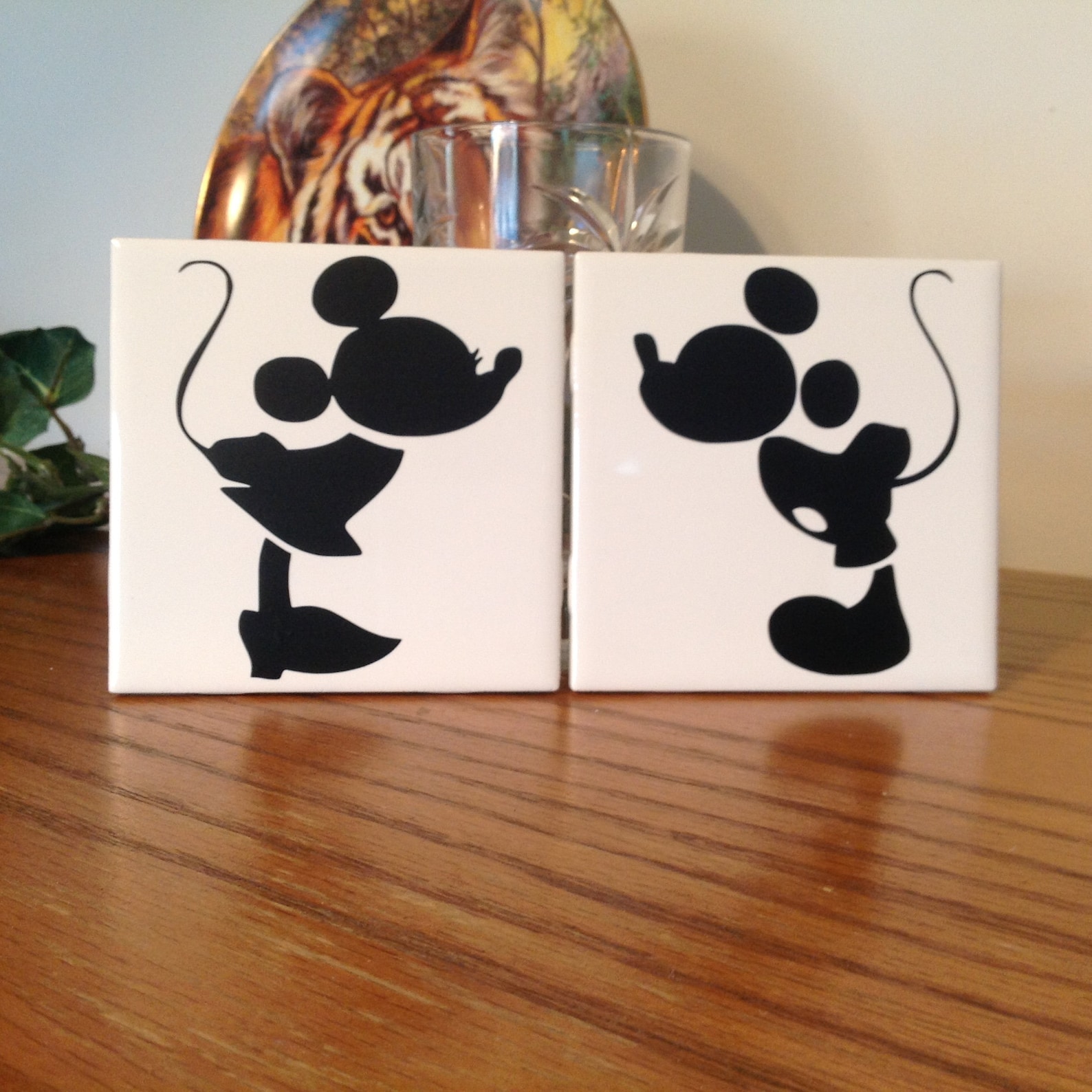 Mickey Mouse and Minnie Mouse Ceramic Tile Coaster (2 in Set) - Etsy