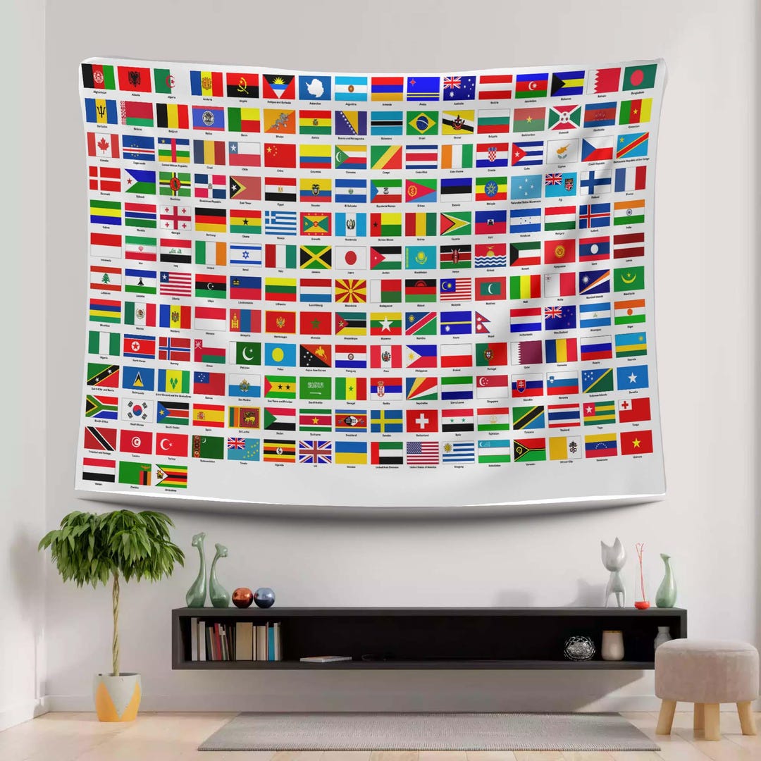 World Flags Wall Tapestry, Country Flags, International Flags, Travel ...