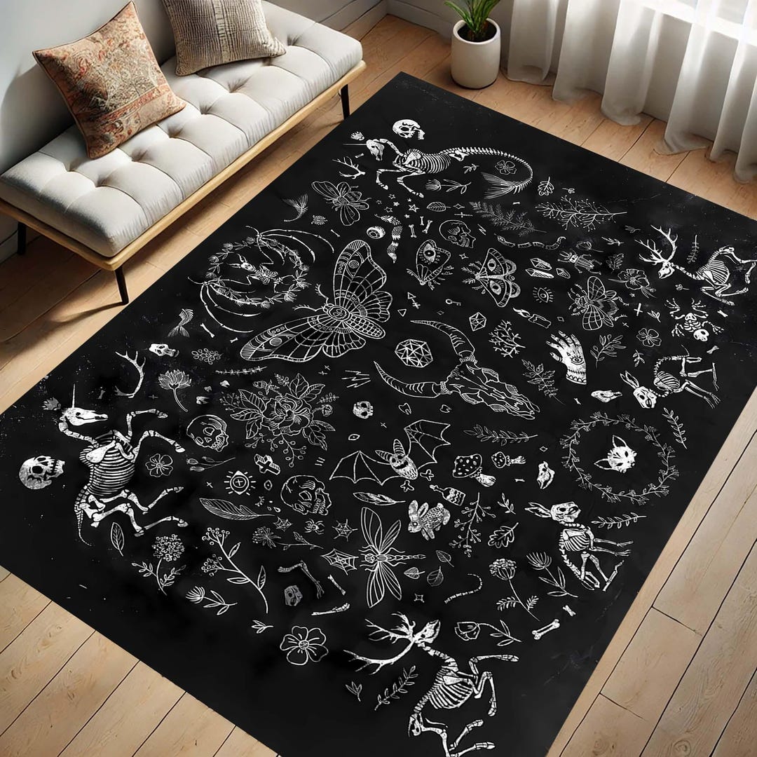 Gothic Witch Rug, Bat Pattern Harror Floor Rug, Entry Decor Rug ...