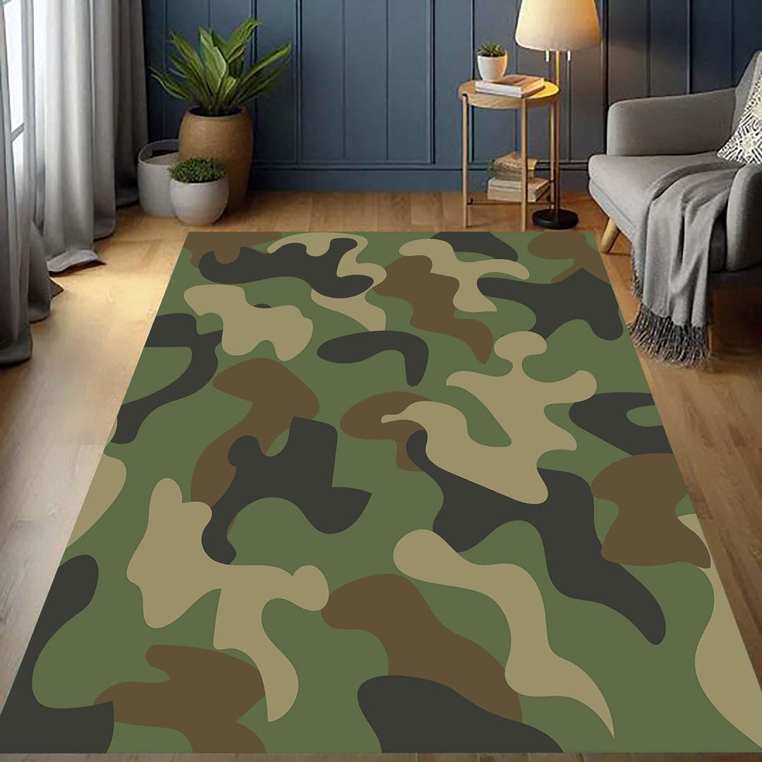 Military Camouflage Rug, Army Camo Rug, Tactical Decor Mat, Camouflage ...