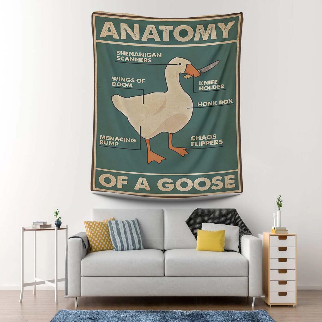 Anatomy of A Goose Tapestry, Goose Decor Wall Art Tapestry, Anatomy of ...