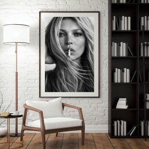Kate Moss Poster, Feminist Wall Art, Fashion Wall Art, Black and White ...