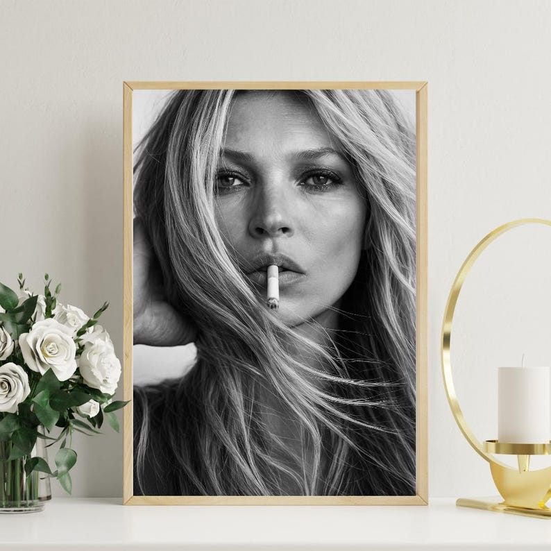 Kate Moss Poster, Feminist Wall Art, Fashion Wall Art, Black and White ...