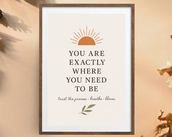 Boho Digital Wall Art - "you Are Exactly Where You Need to Be ...