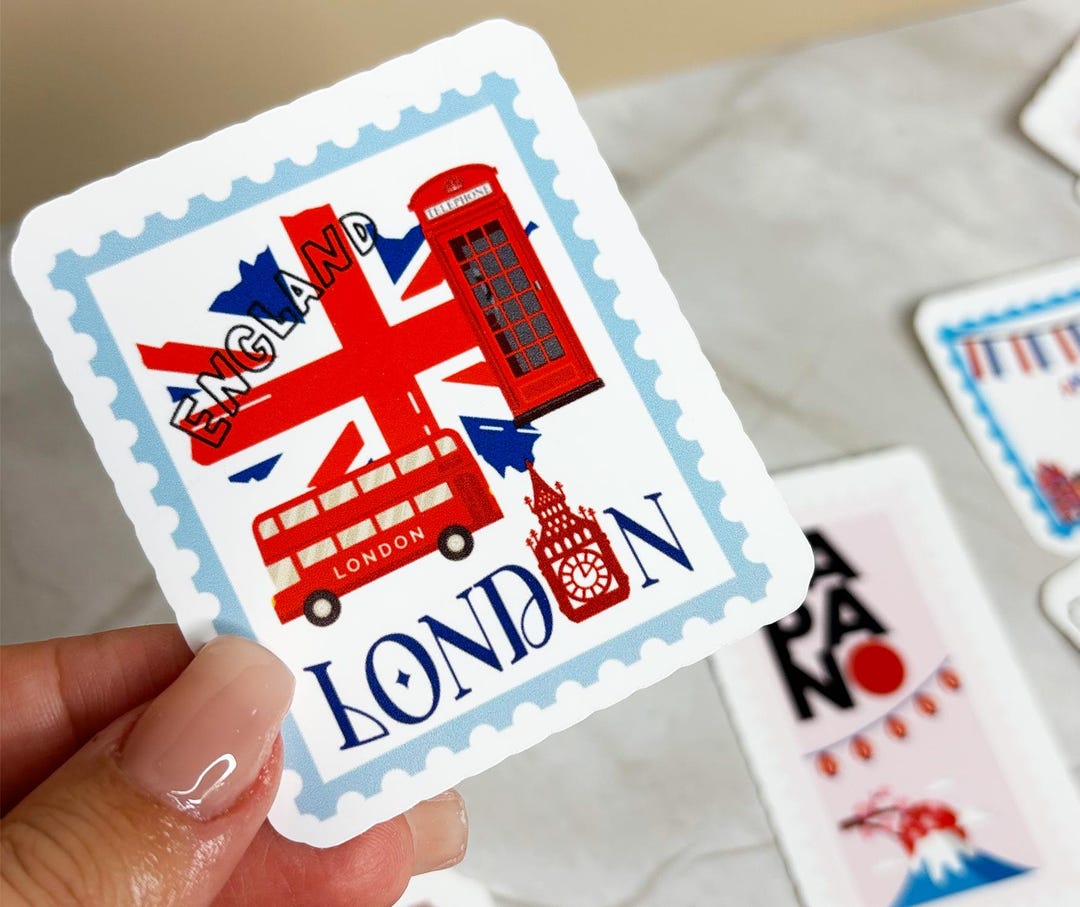 London England Luggage Sticker, Travel Stamp Sticker, Water Bottle ...