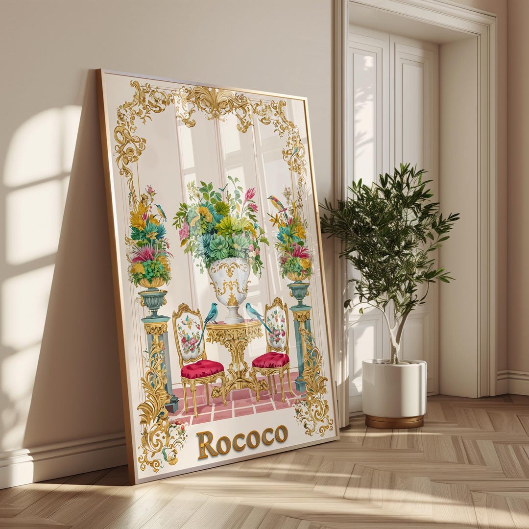 Rococo Elegance Digital Wall Art, French Baroque Aesthetic Print, Old ...