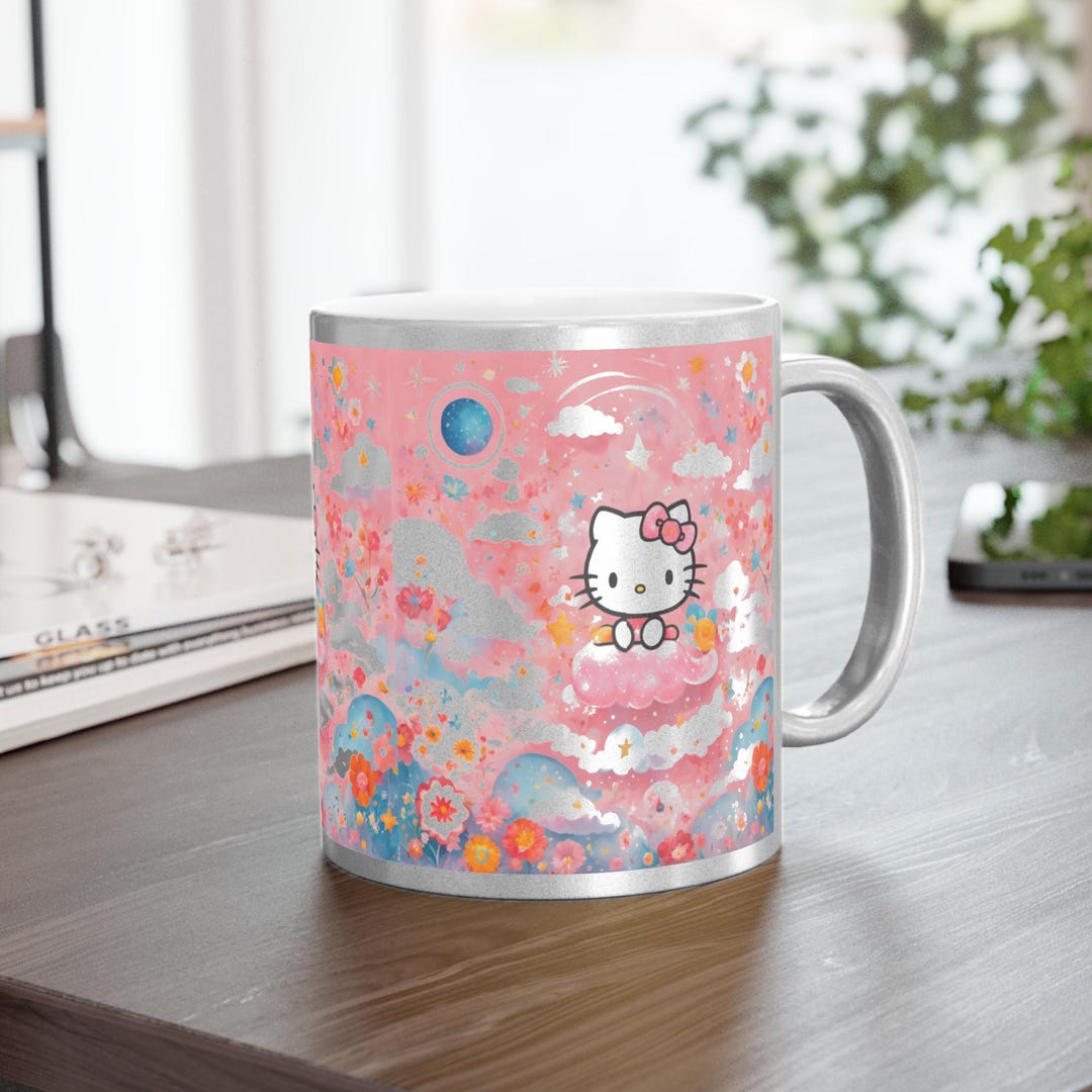 Metallic Hello Kitty Mug, Space Hello Kitty Art, Shiny Mug, Gift for ...