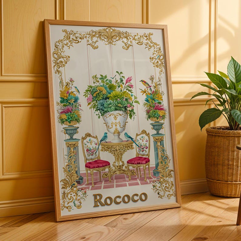Rococo Elegance Digital Wall Art, French Baroque Aesthetic Print, Old ...