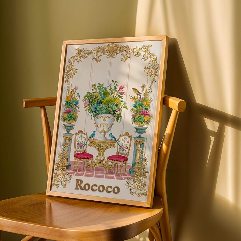 Rococo Elegance Digital Wall Art, French Baroque Aesthetic Print, Old ...