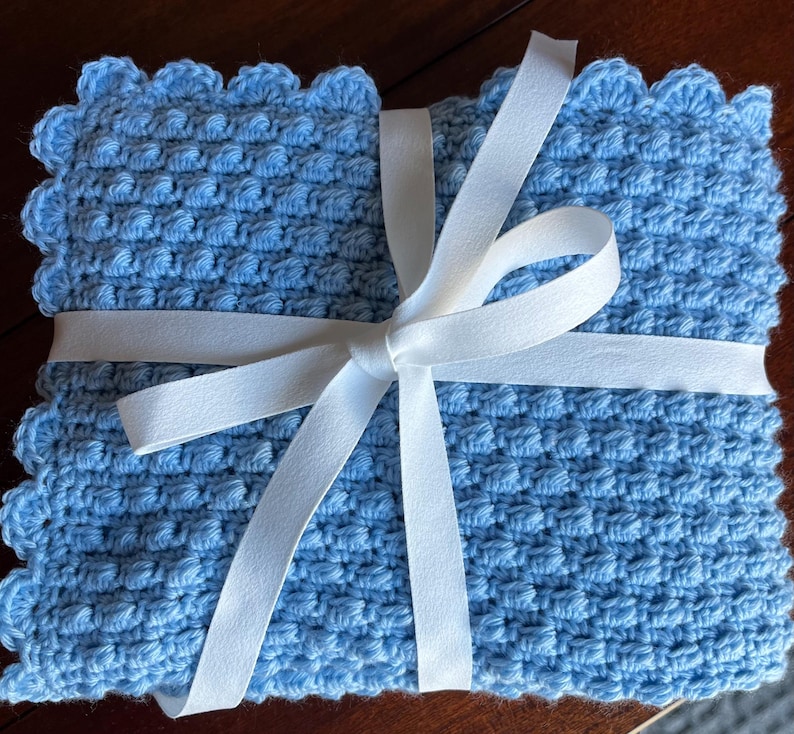 Baby Blue Crocheted Baby Blanket: Handmade Berry Swaddle - Etsy