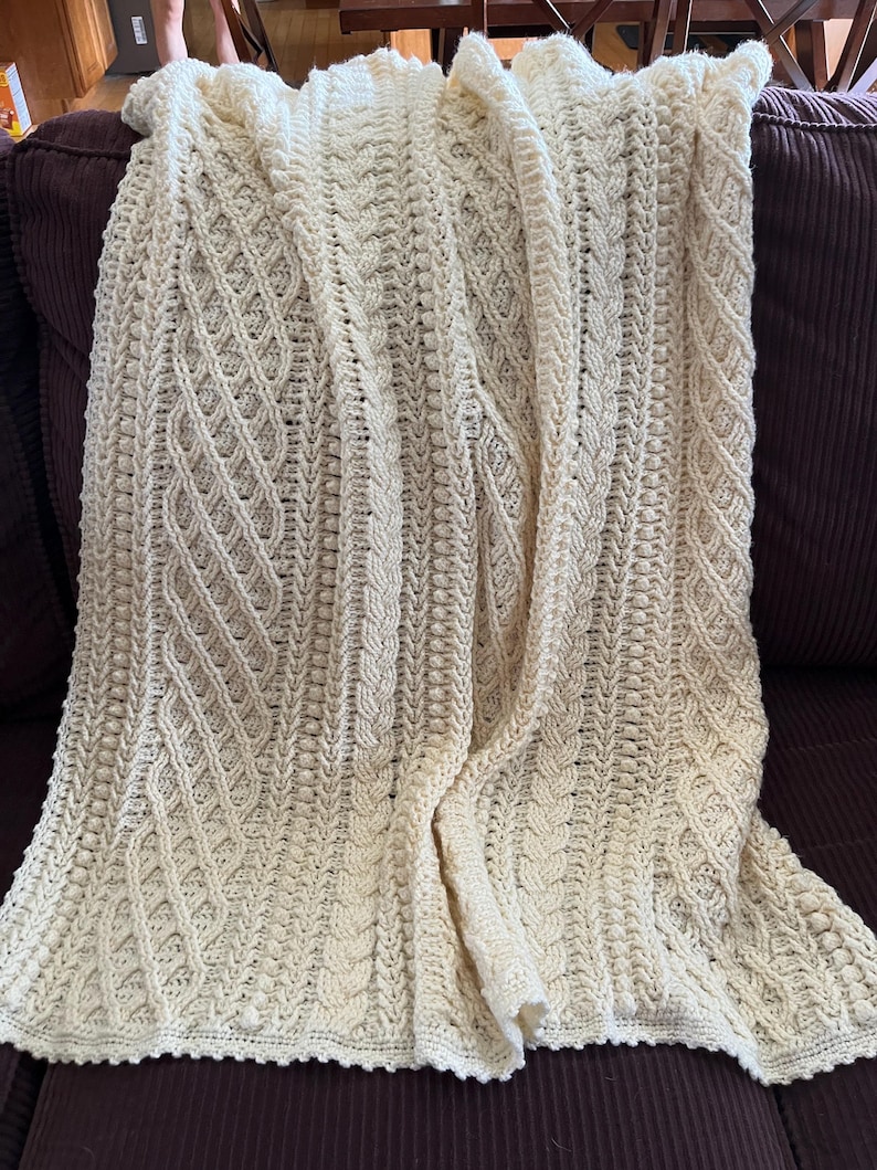 Handmade Cream Crocheted Baby Blanket: Twists and Turns Design - Etsy