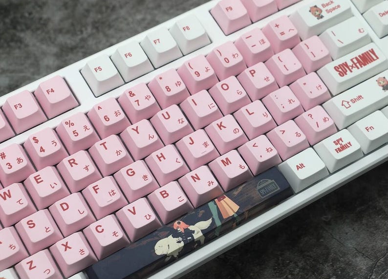 Cute Pink Spy X Family Theme Anya Keycap Set for Mechanical Keyboard ...