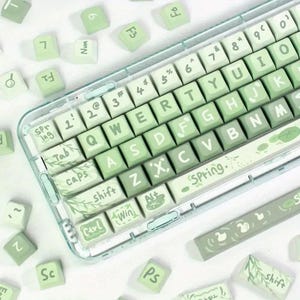 Cute Matcha Green Gradient PBT XDA Keycap Set for Mechanical Keyboard ...