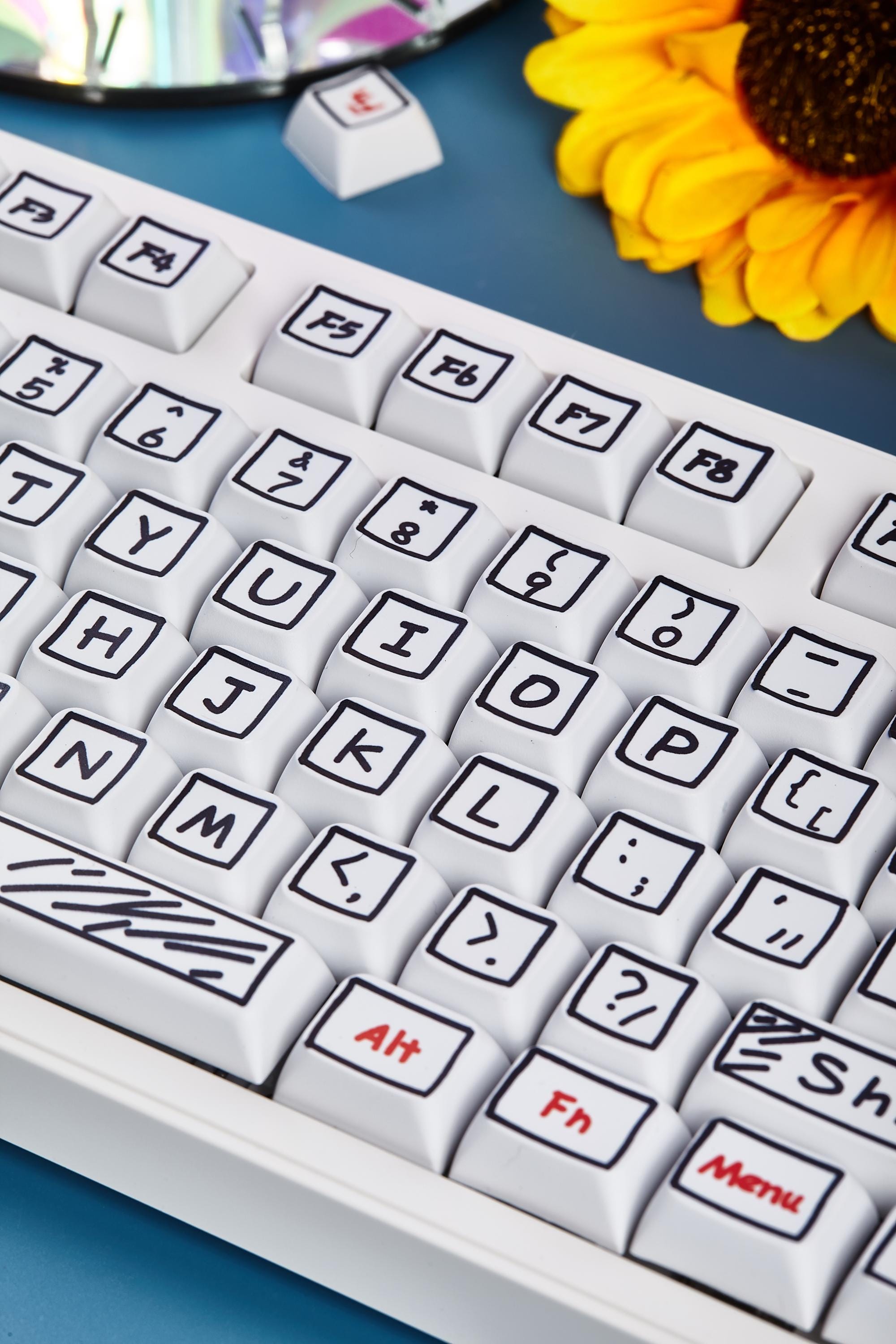 Cute Graffiti Theme PBT XDA Keycap Set for Mechanical Keyboard, Kawaii ...