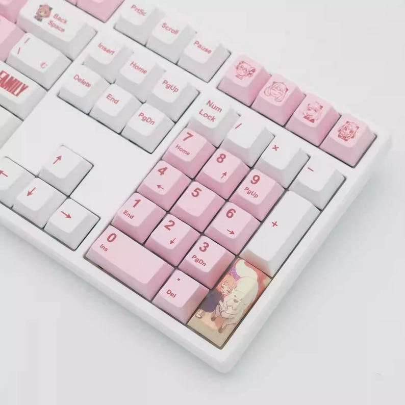 Cute Pink Spy X Family Theme Anya Keycap Set for Mechanical Keyboard ...