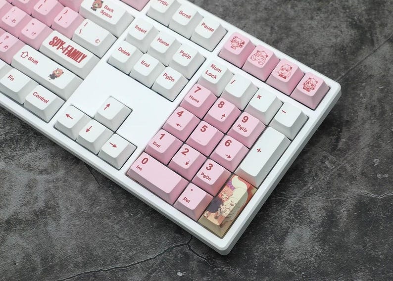 Cute Pink Spy X Family Theme Anya Keycap Set for Mechanical Keyboard ...