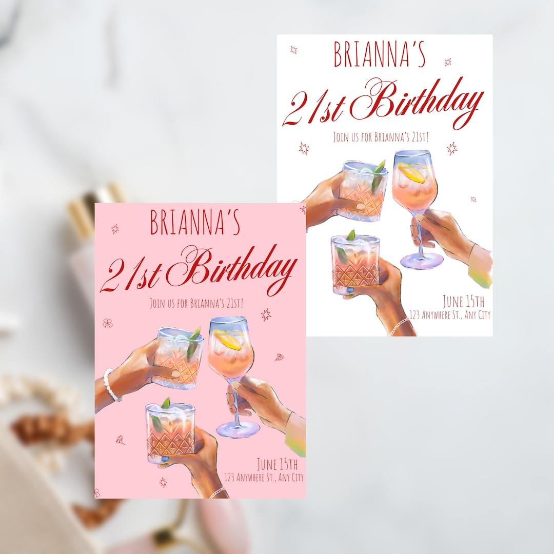 Pink Girls 21st Birthday Invitation Editable Printable Digital Women's ...