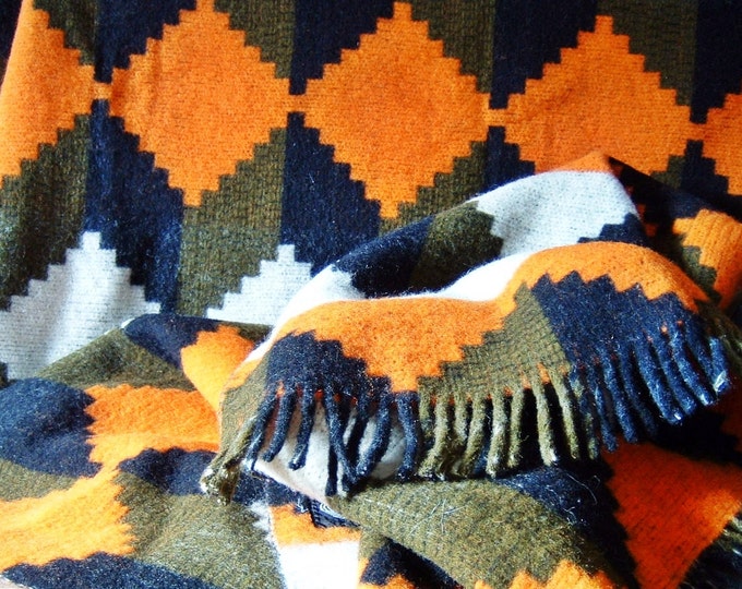 Vintage New Zealand Manatunga Heavy Virgin Wool Blanket Rug Mosgiel ...