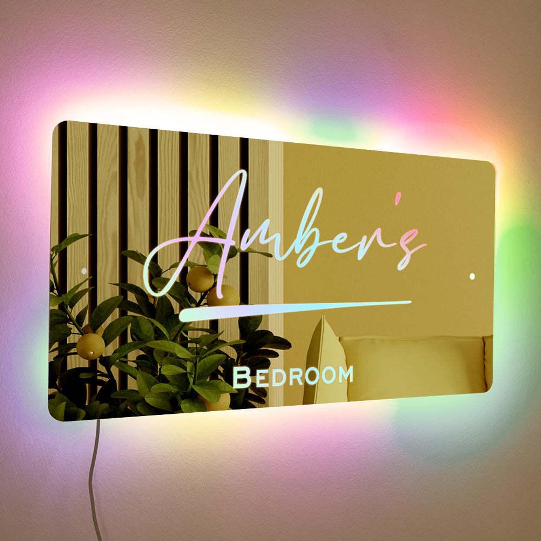 Name Mirror Light - Personalised Light up Mirror for Home Decoration ...