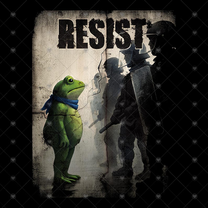 Portland Frog Protest PNG, Resist Political Artwork, Portland Frog ...