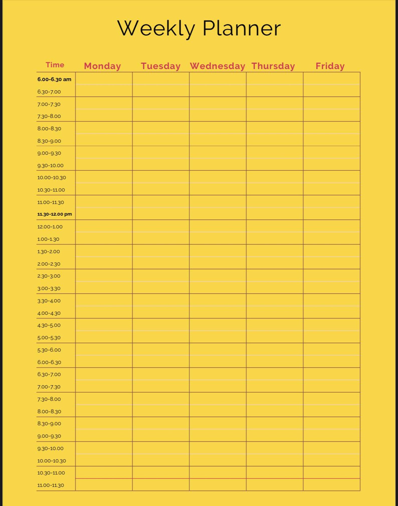 Pink and Brown Weekly Planner - Etsy