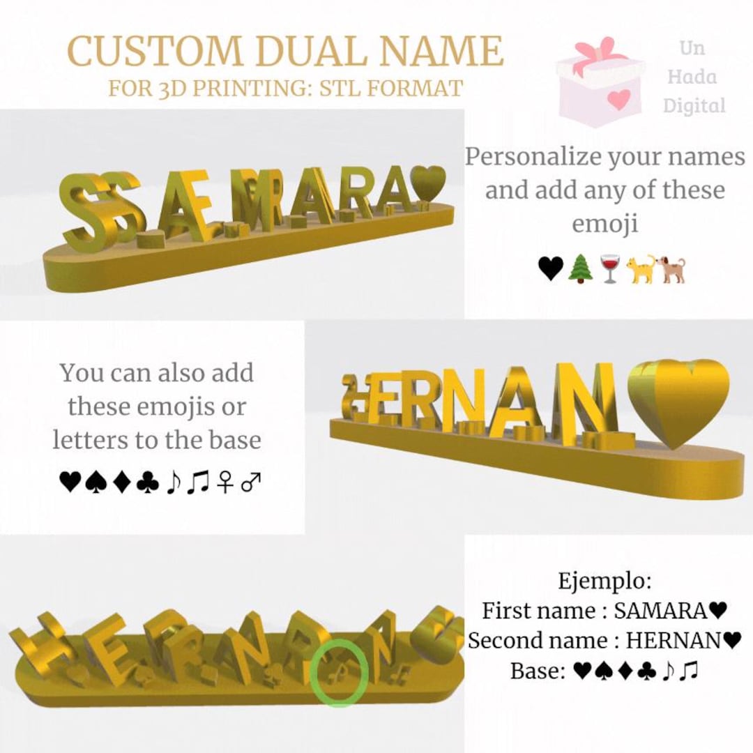 Dual Name Illusion Love 3d STL- Custom Name - Etsy