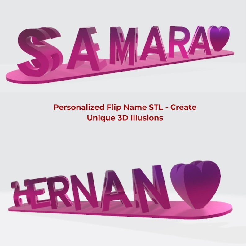 Dual Name Illusion Love 3d STL- Custom Name - Etsy