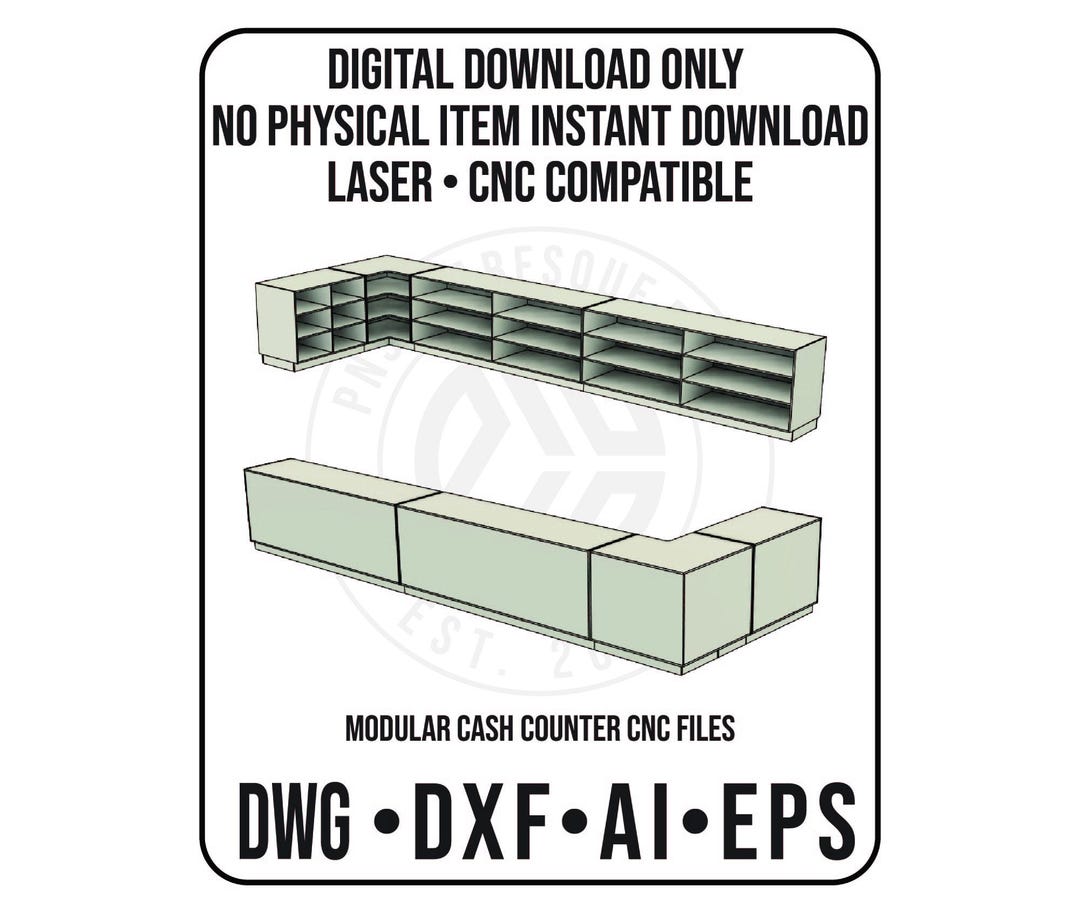 Modular Cash Counter CNC Files, Laser Cut Plans, Retail Checkout Desk ...