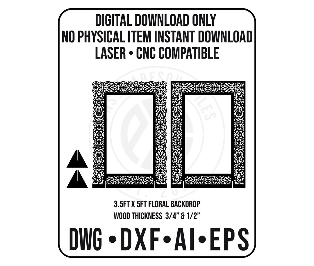 Floral Backdrop Laser Cut File | CNC Wood Panel Design Dwg Dxf Ai Eps ...