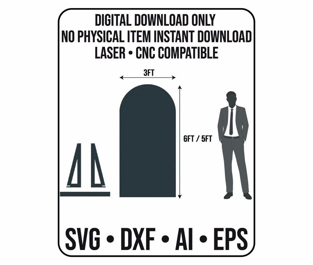Arch Backdrop SVG – 5ft & 6ft Plain Design, Laser Cut File (digital ...
