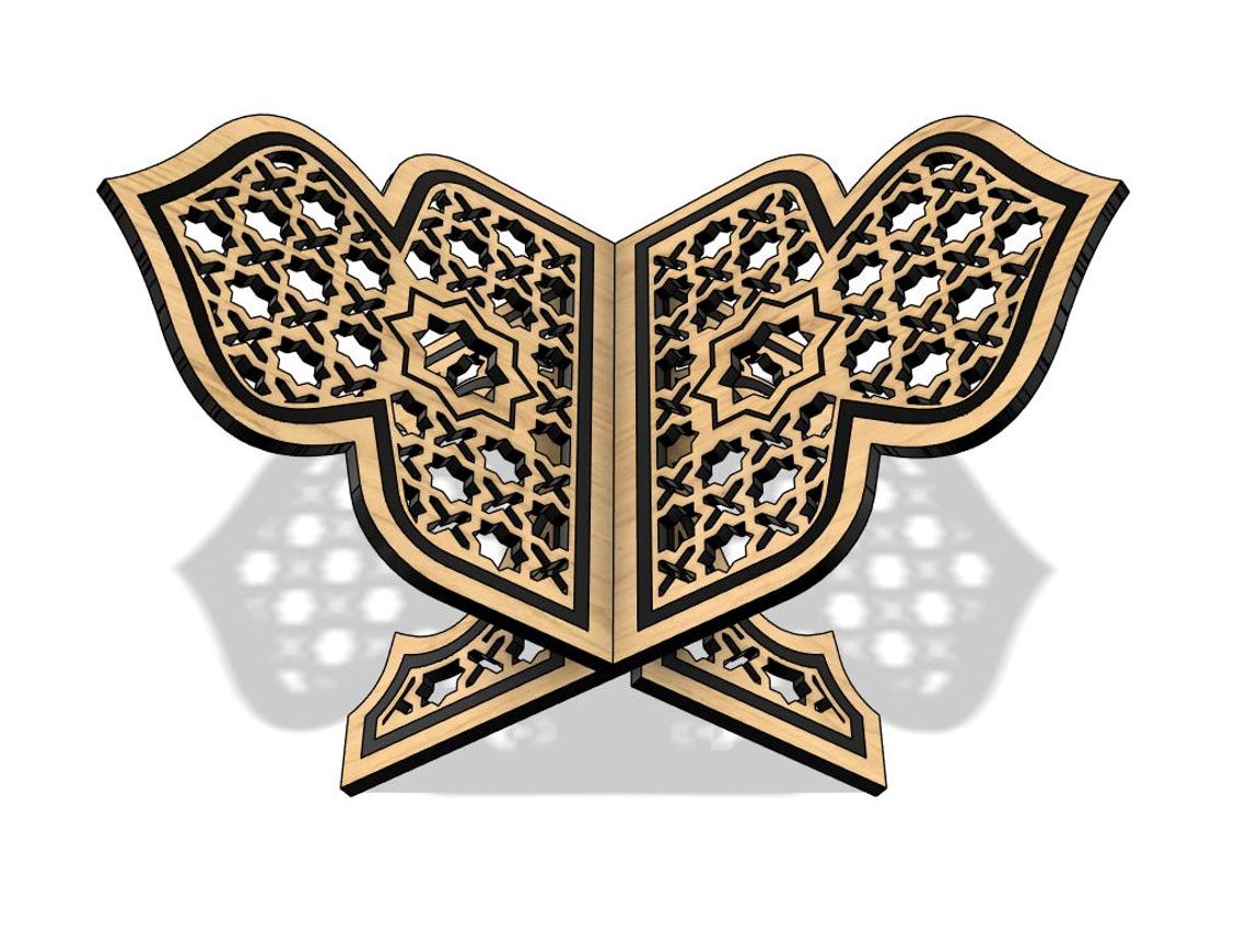 Folding Quran Stand Laser Cut File 56x38cm | Rehal Book Holder for 10mm ...