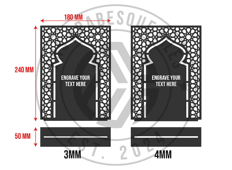 Mihrab Islamic Arch Tabletop Display: Laser Cut File (SVG, DXF, Ai, EPS ...