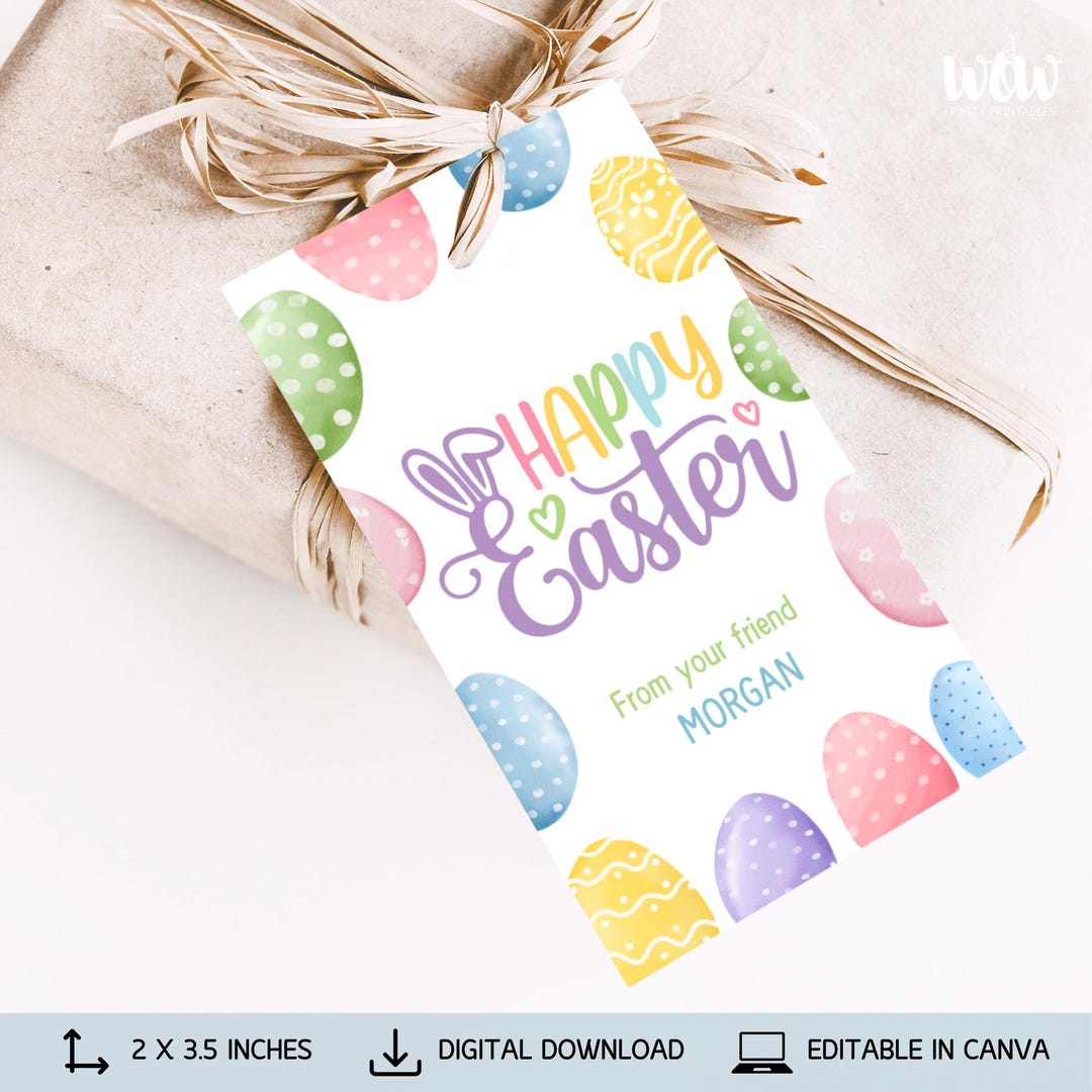 Easter Gift Tags, Personalized Printable Easter Tags, Easter Eggs ...