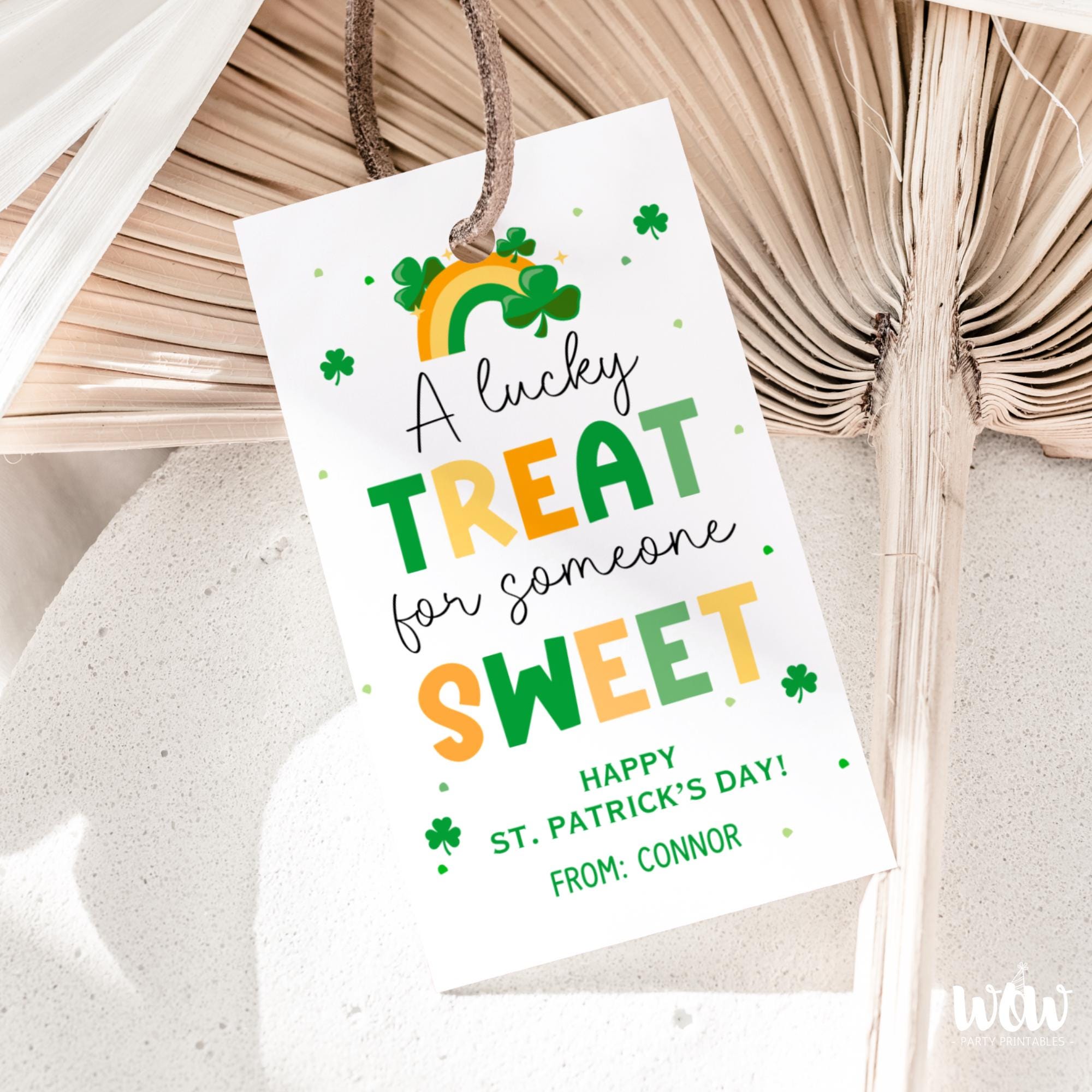 St. Patrick's Day Treat Bag Tags, Personalized Printable Tags, Editable ...