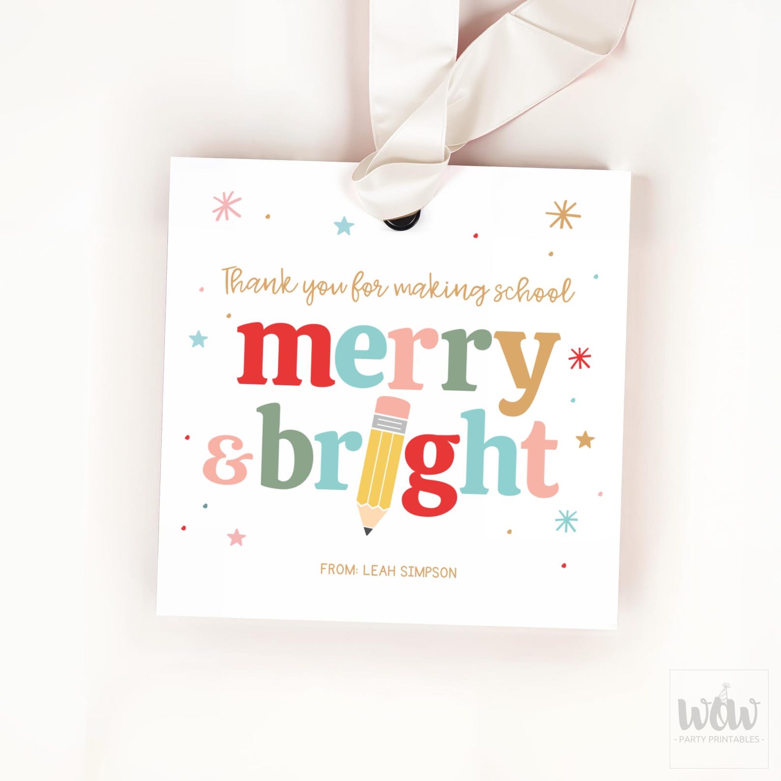 Making School Merry and Bright Christmas Square Gift Tags, Teachers ...