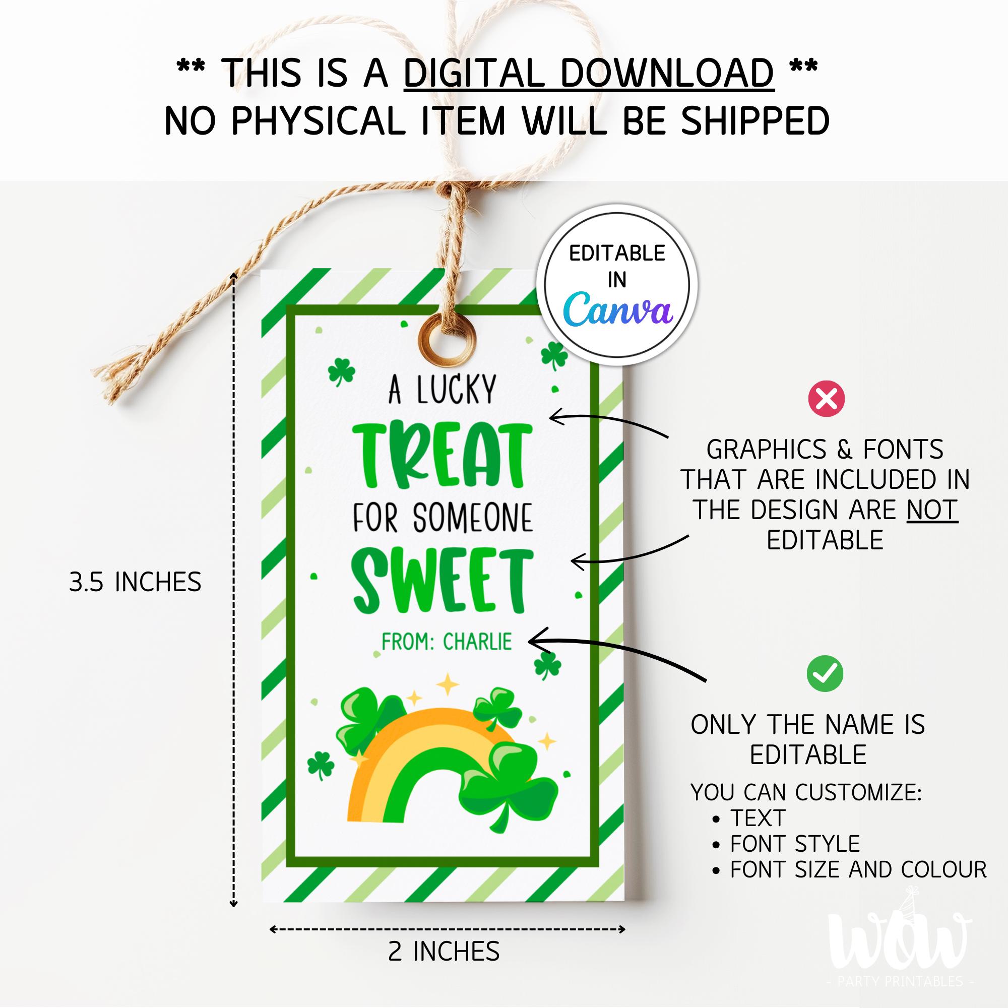 St. Patrick's Day Gift Tags, Editable Canva Template, Personalized ...