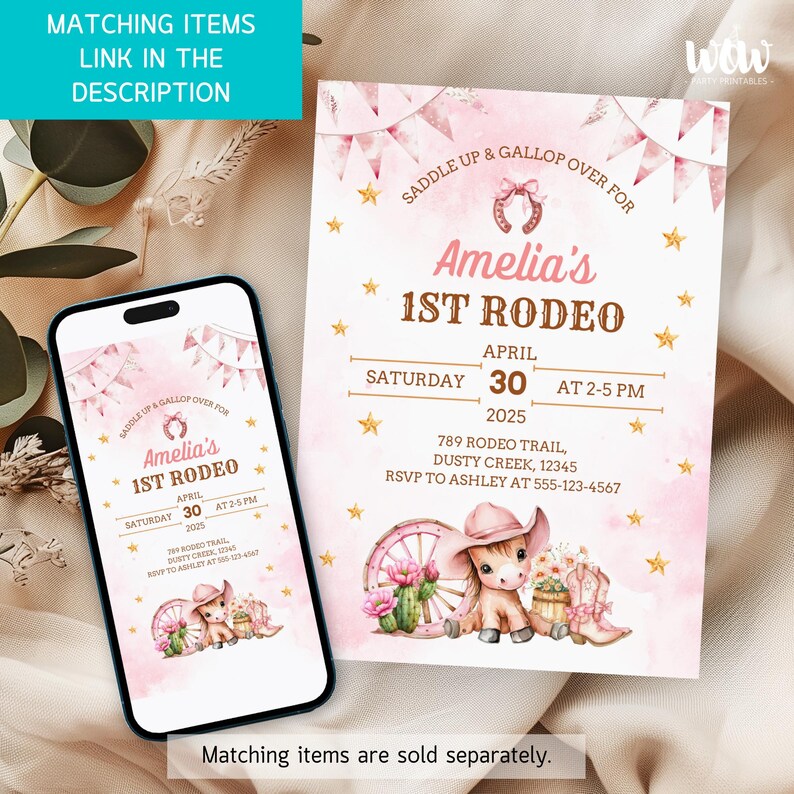 First Rodeo Girl Birthday Welcome Sign, Editable Canva Template Poster ...