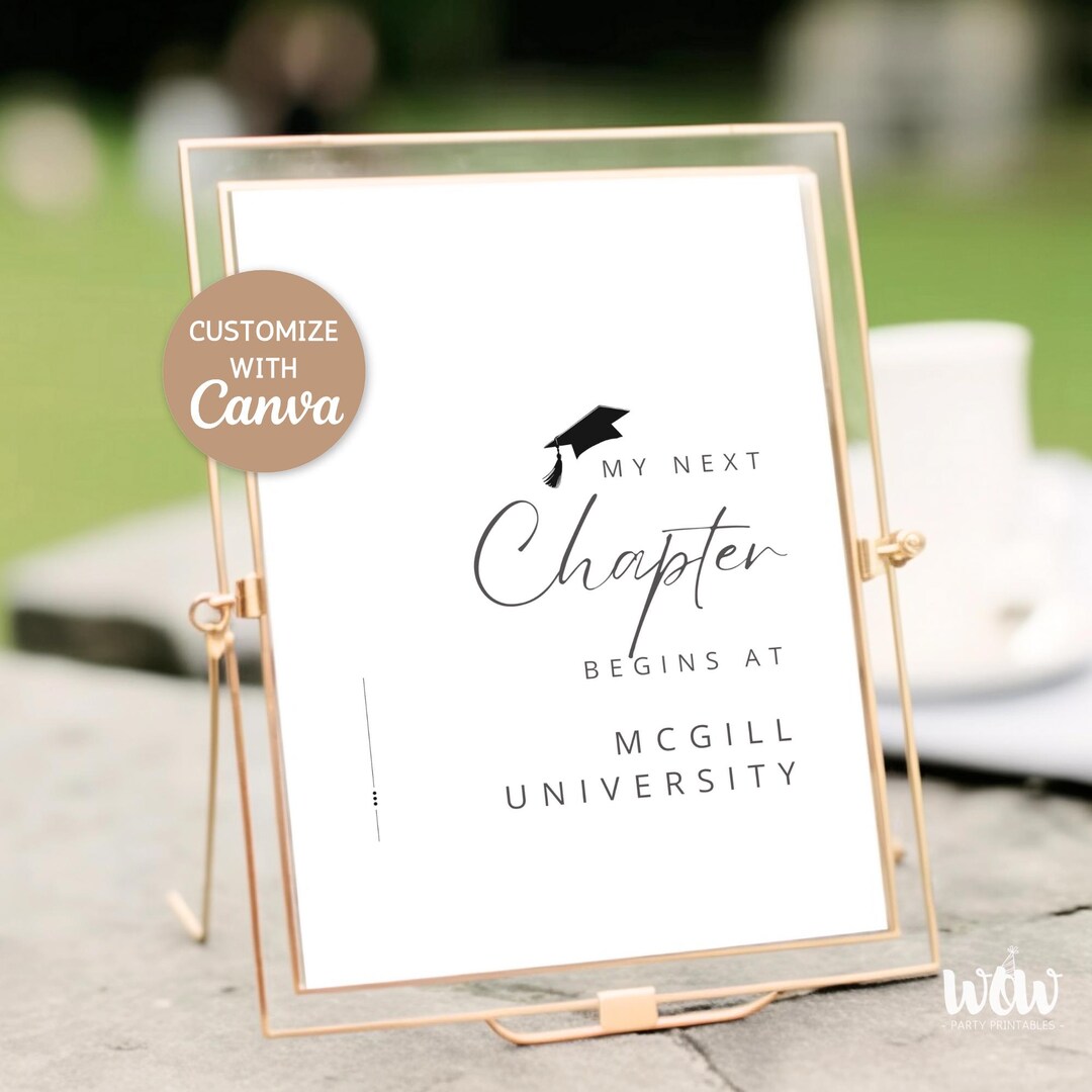 My Next Chapter Begins at Sign, Graduation Printable, Editable Canva ...
