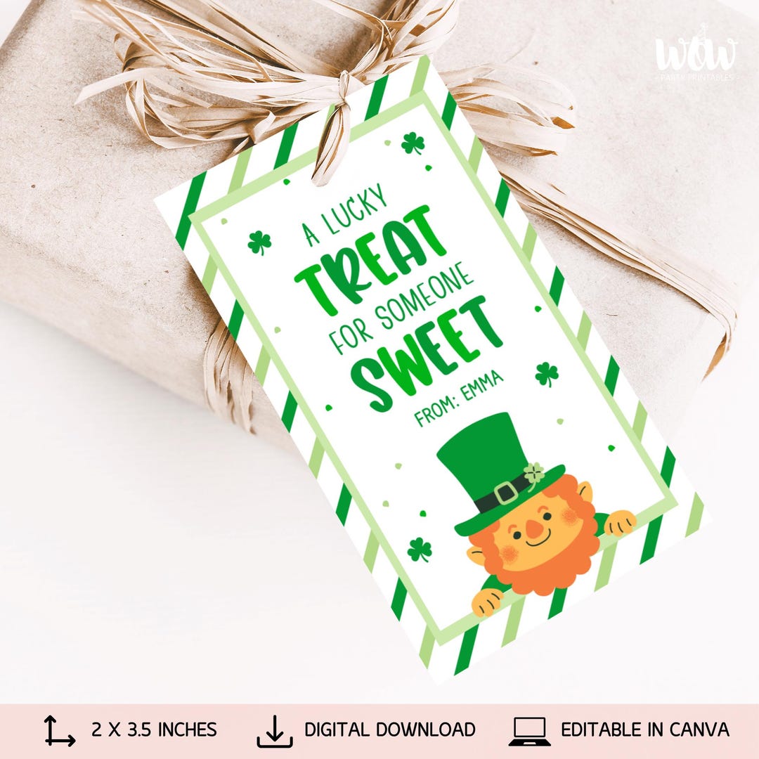 St. Patrick's Day Gift Tags, Editable Canva Template, Personalized ...