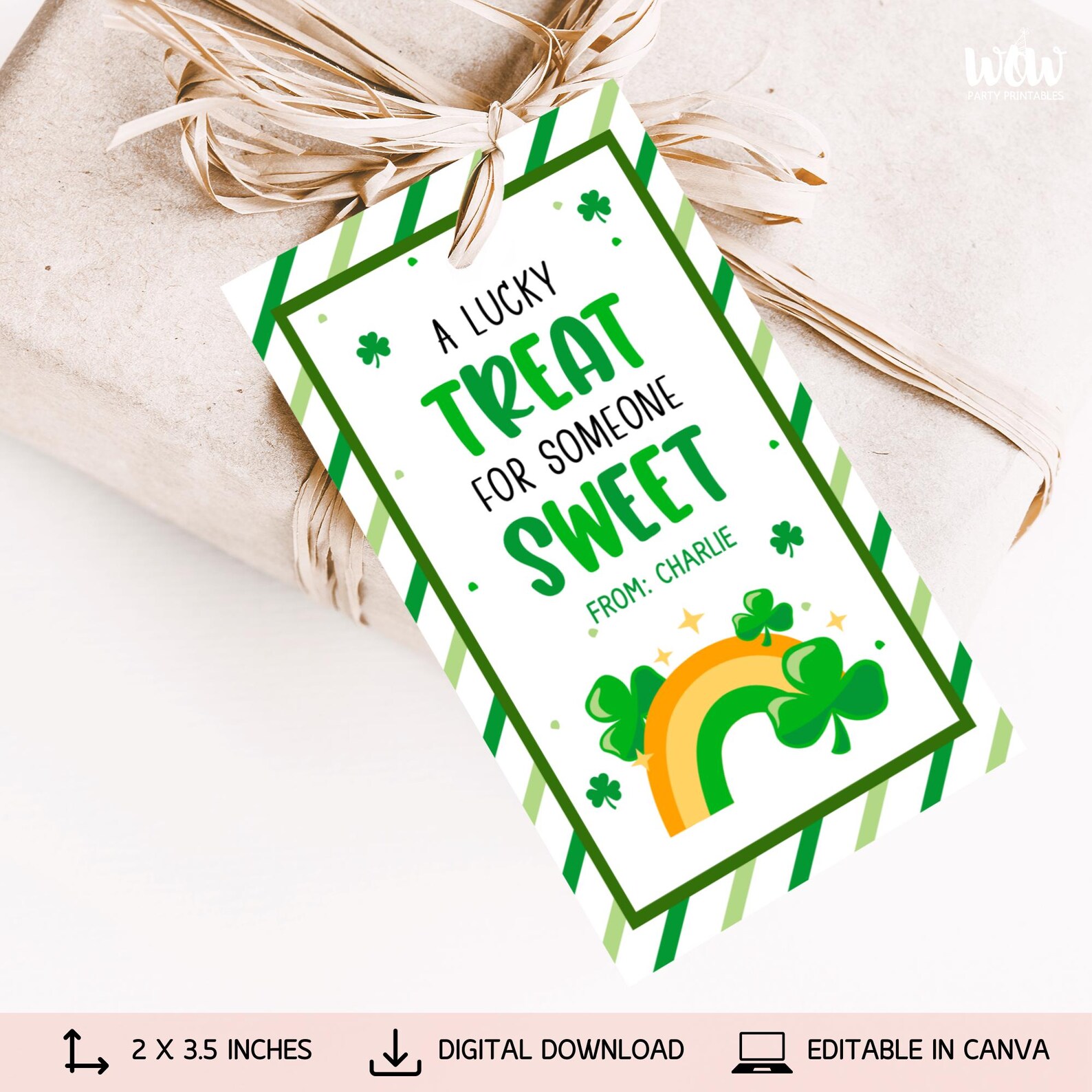 St. Patrick's Day Gift Tags, Editable Canva Template, Personalized ...