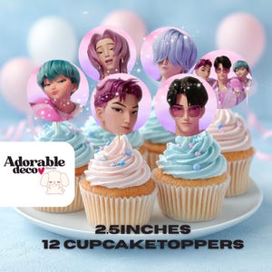 K-pop Demon Hunters Cupcake Toppers – Set of 12 | Saja Boys Birthday ...