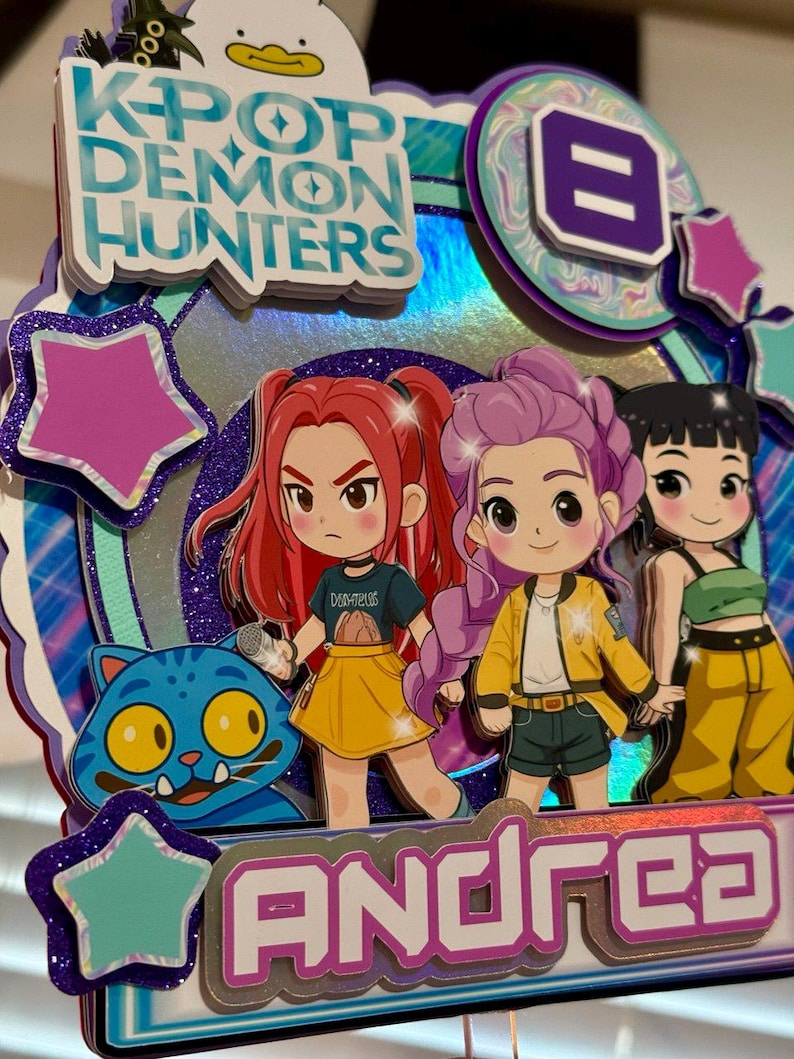 Kpop Cake Topper K-pop Topper Huntrix Cake Topper Demon Hunters Party ...