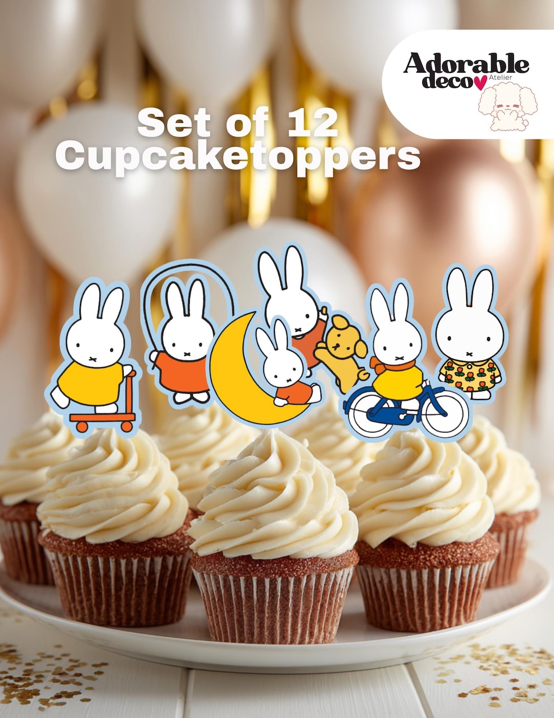 Miffy Cupcake Toppers: Birthday Party Decorations, Set of 12 - Etsy