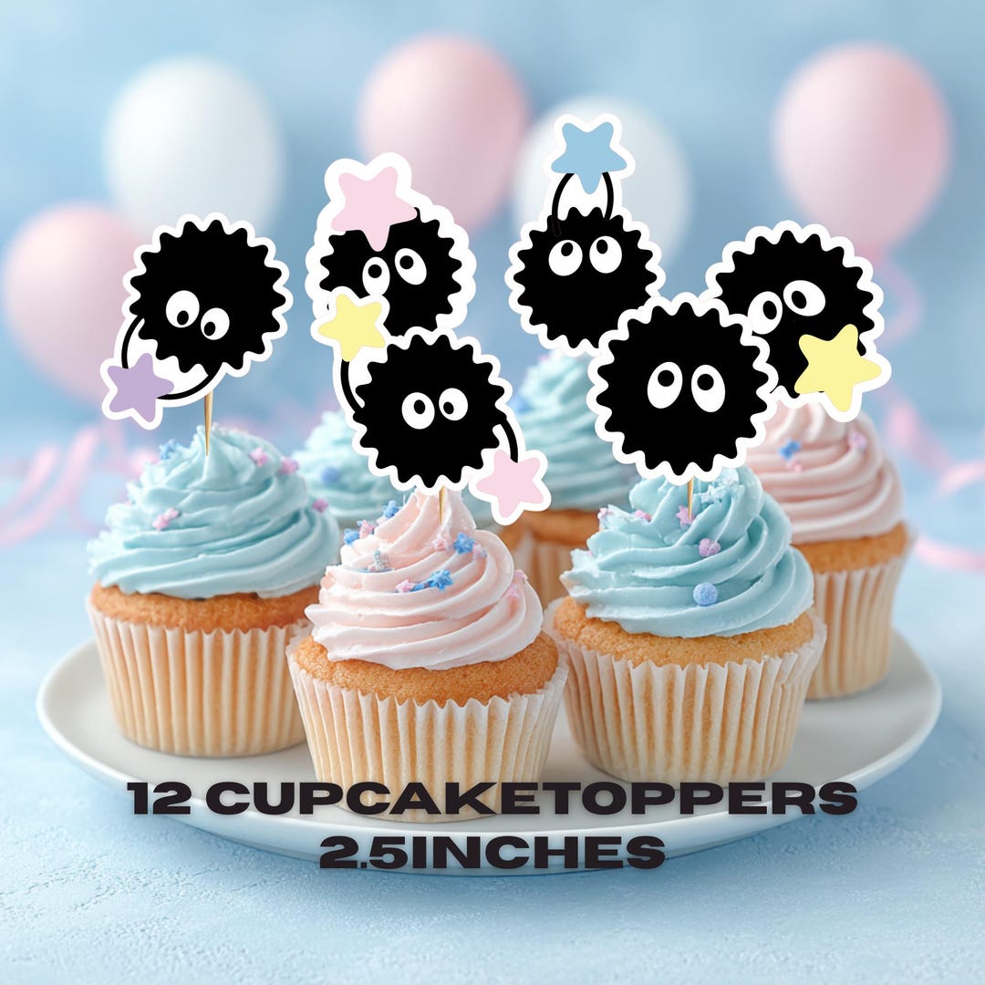 Soot Sprites Cupcake Toppers: Studio Ghibli Party Decor, Set of 12 - Etsy
