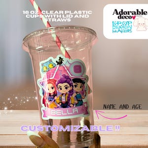 K-pop Custom Party Birthday Cups – Disposable Cups With Lids & Straws ...