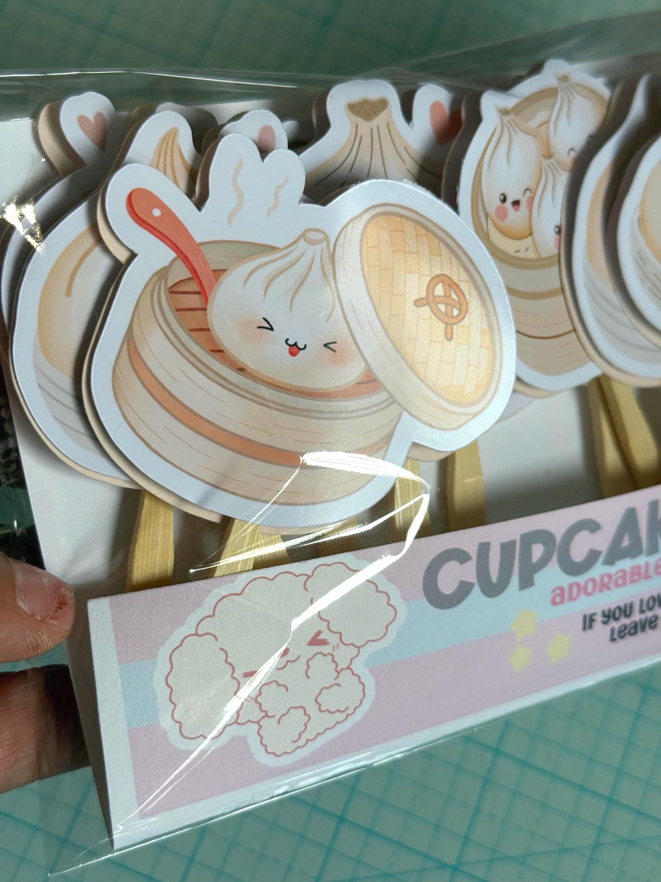 Cute Dumpling Cupcake Toppers, Asian Food Cupcake Toppers, Little ...