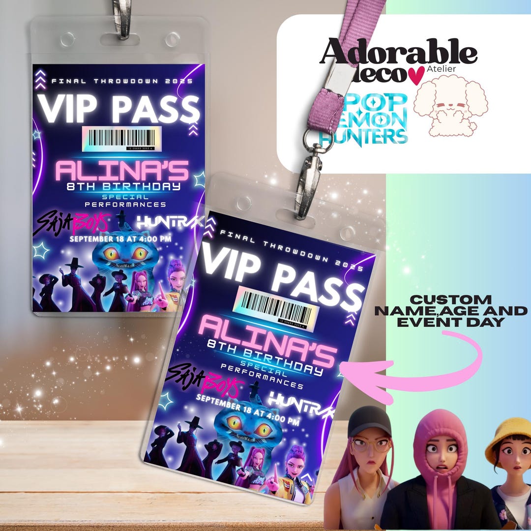 20 K-pop Birthday VIP Pass Invitation With Lanyard - Etsy