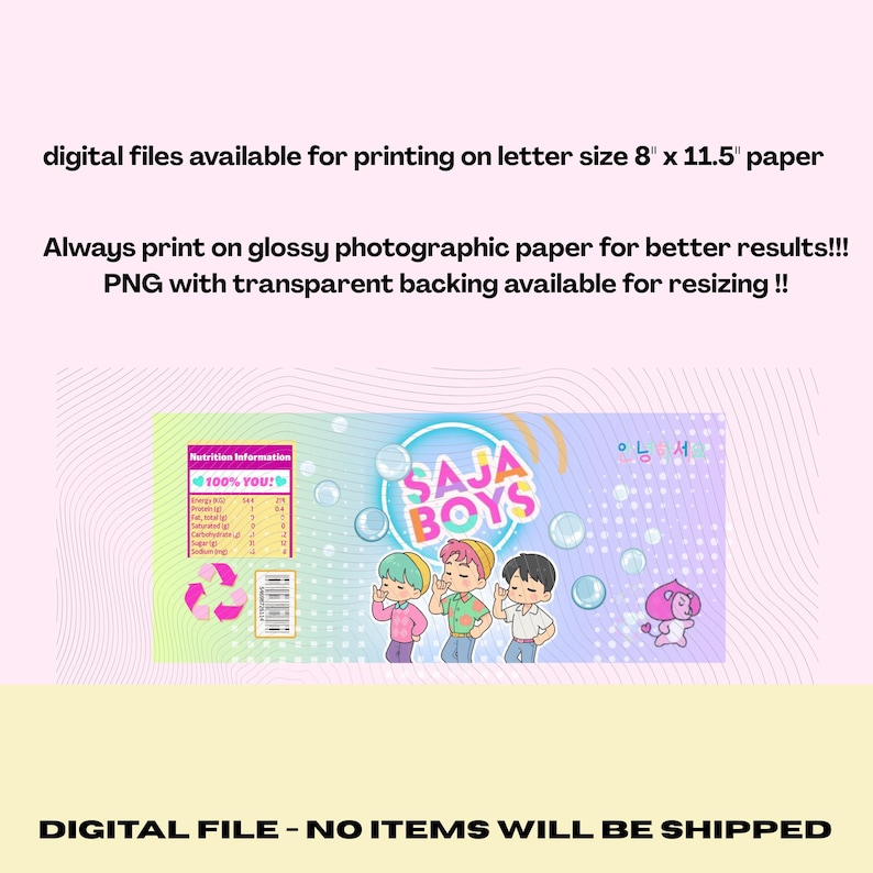 K-pop Soda Pop Can Wrapper Label | K Pop Printable | Hunter Birthday ...